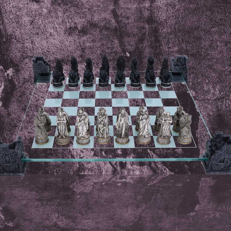 Raised Fantasy Vampire & Werewolf Chess Set With Corner Towers 43cm ...