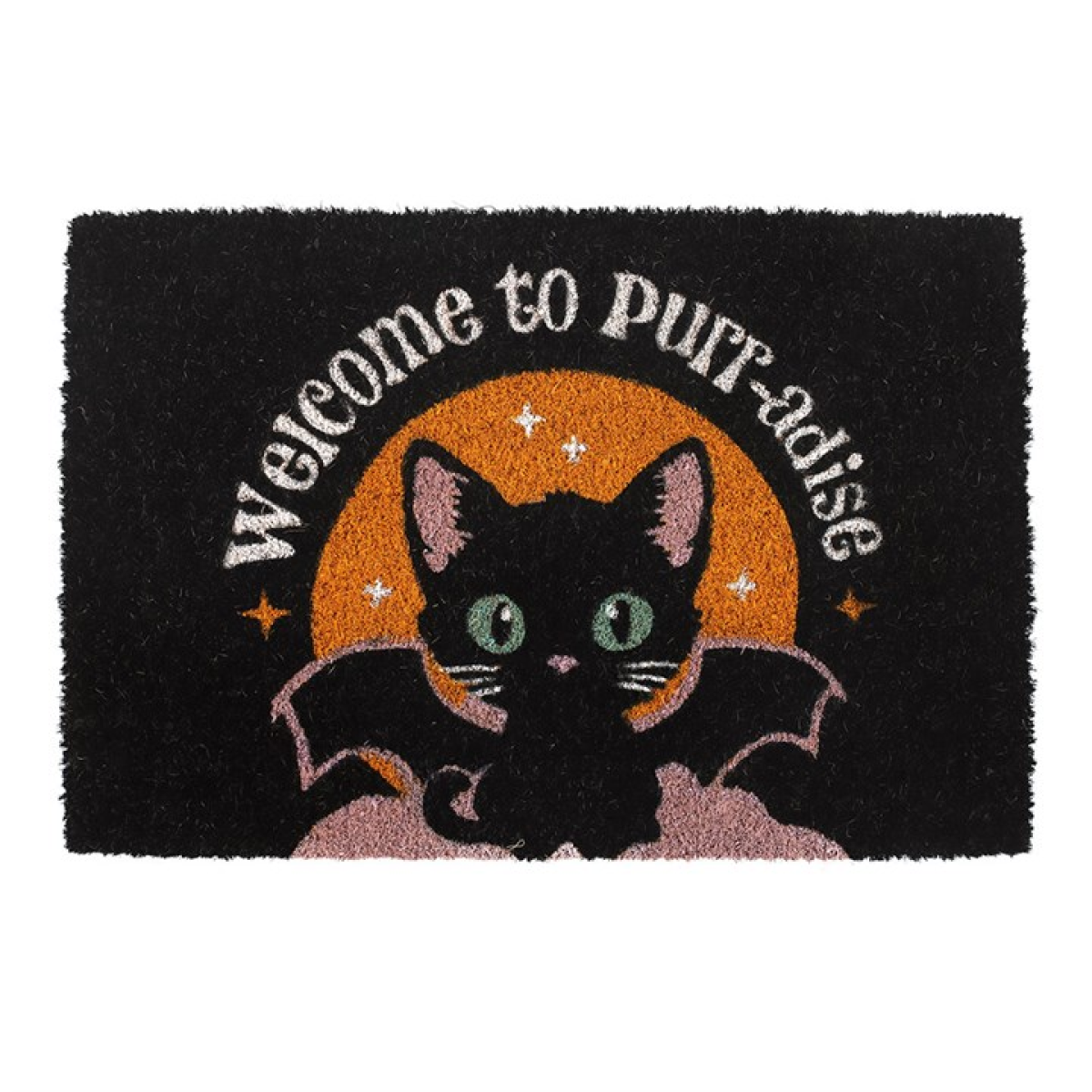 Black Welcome to Purr-adise Cat Doormat | Gothic Legends